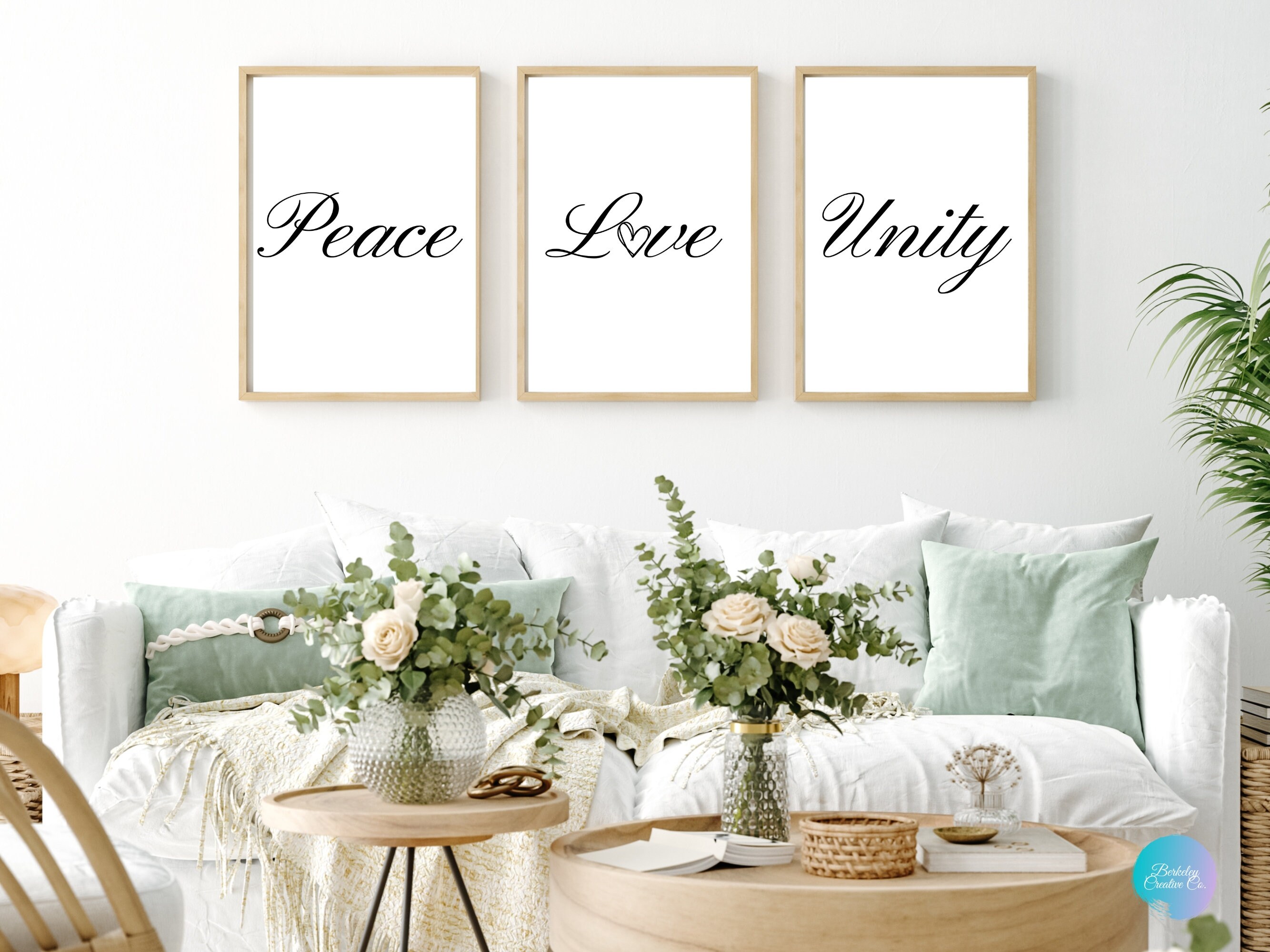 Peace Love Unity Set of 3 Word Art Print Minimalist Print Digital ...
