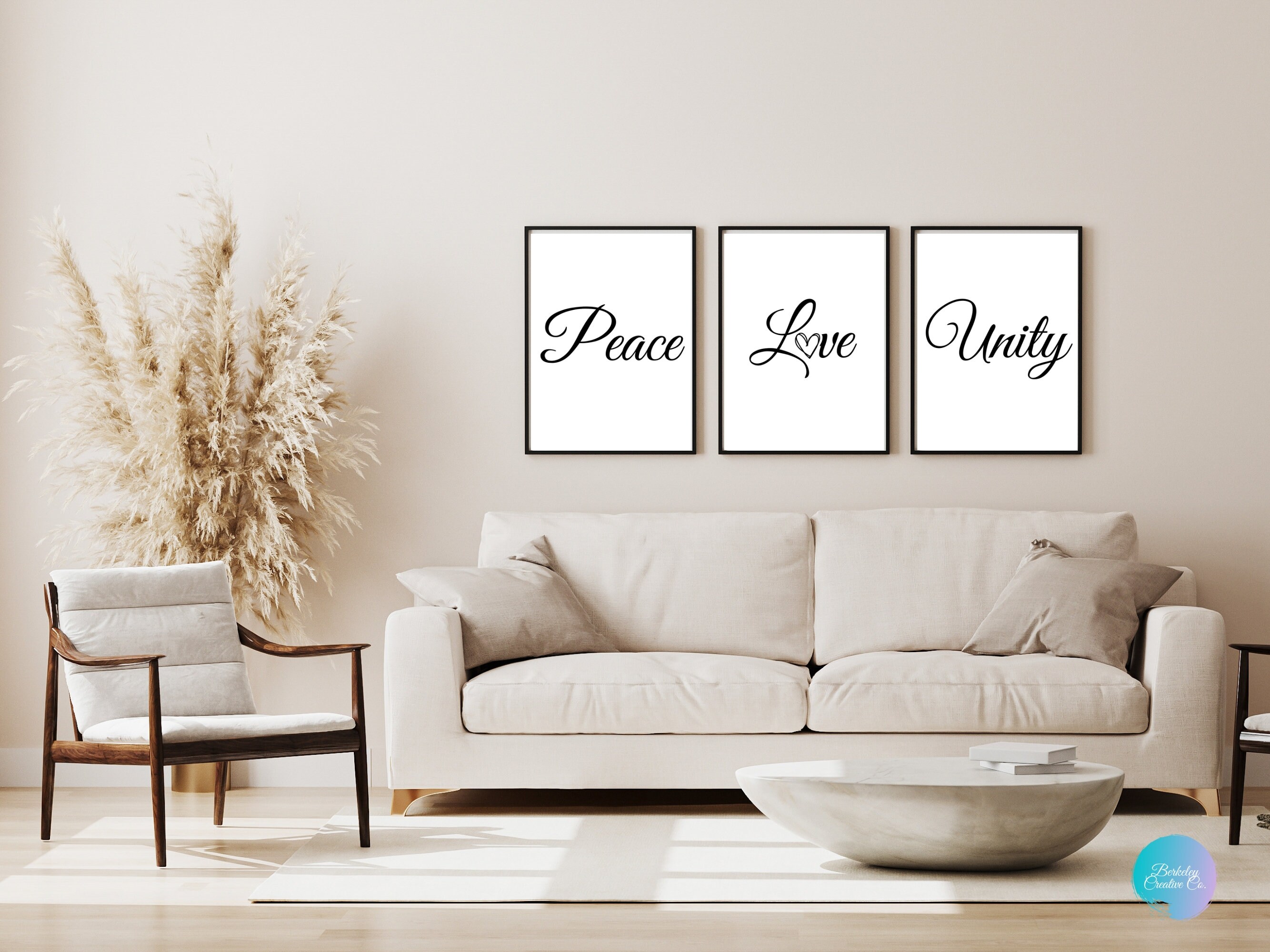 Peace Love Unity Set of 3 Word Art Print Minimalist Print Digital ...