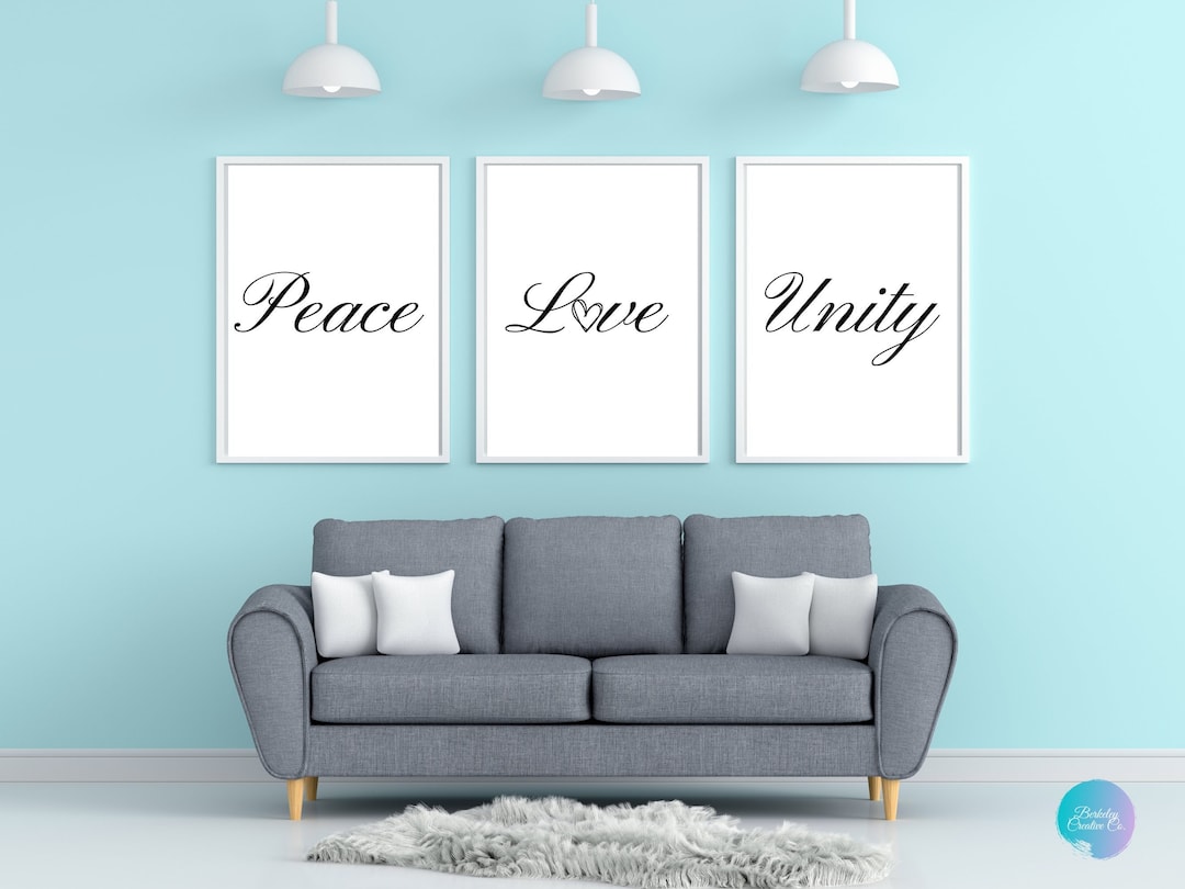 Peace Love Unity Set of 3 Word Art Print Minimalist Print Digital ...