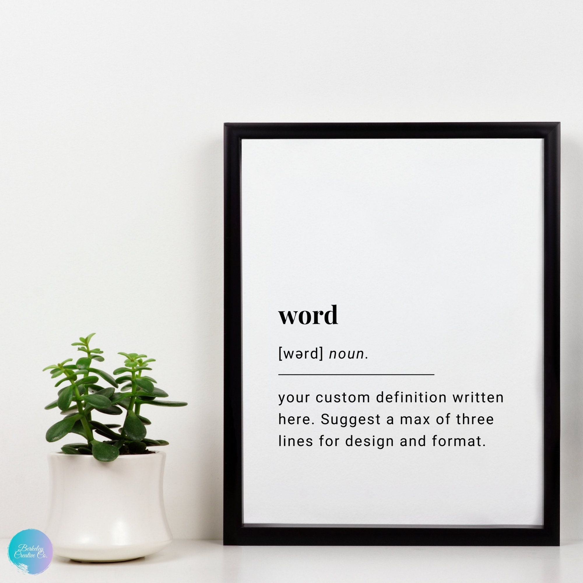 Custom Word Definition Poster Black and White Print Word - Etsy