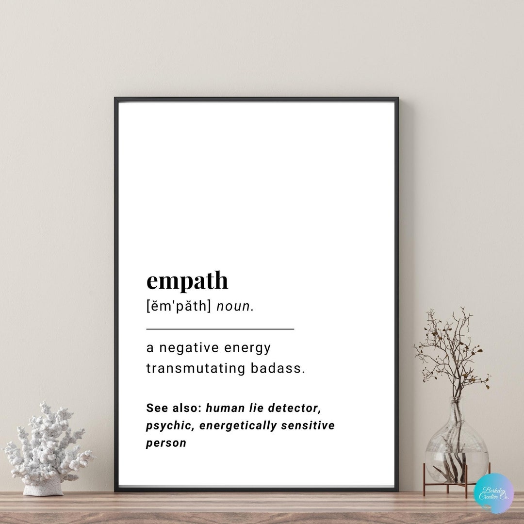 Funny Empath Definition Poster, Black and White Print, Word Definition ...