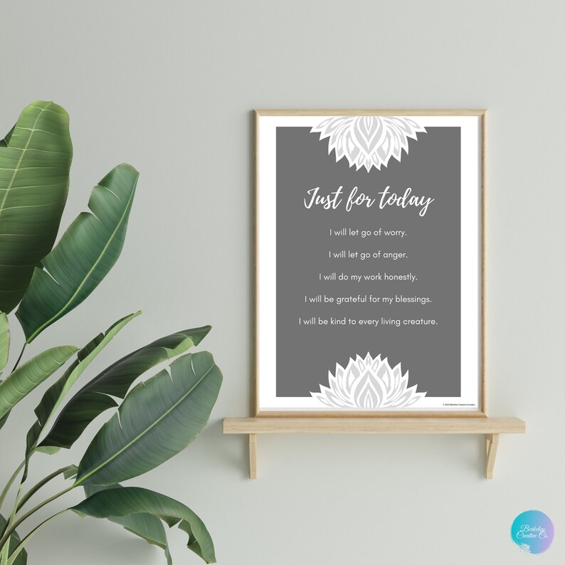 Reiki Principles Just for Today Affirmation Art | Etsy