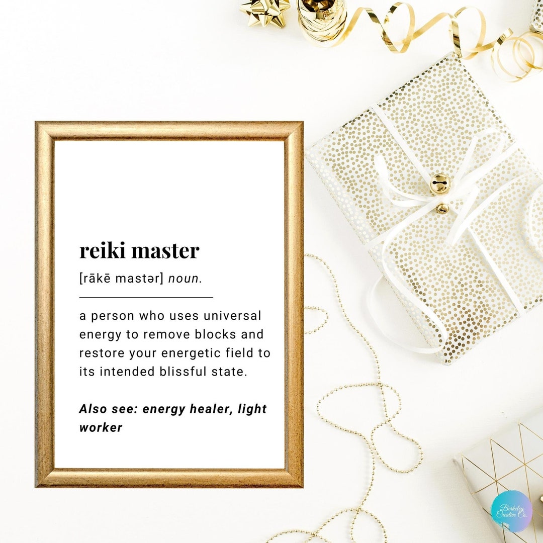 Reiki Master Definition Poster, Black and White Print, Word Definition ...