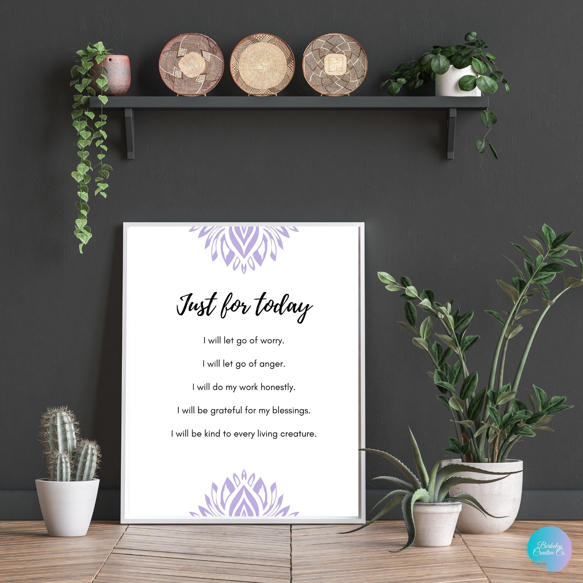 Reiki Principles Affirmation Art Instant Download & Printable Wall Art ...