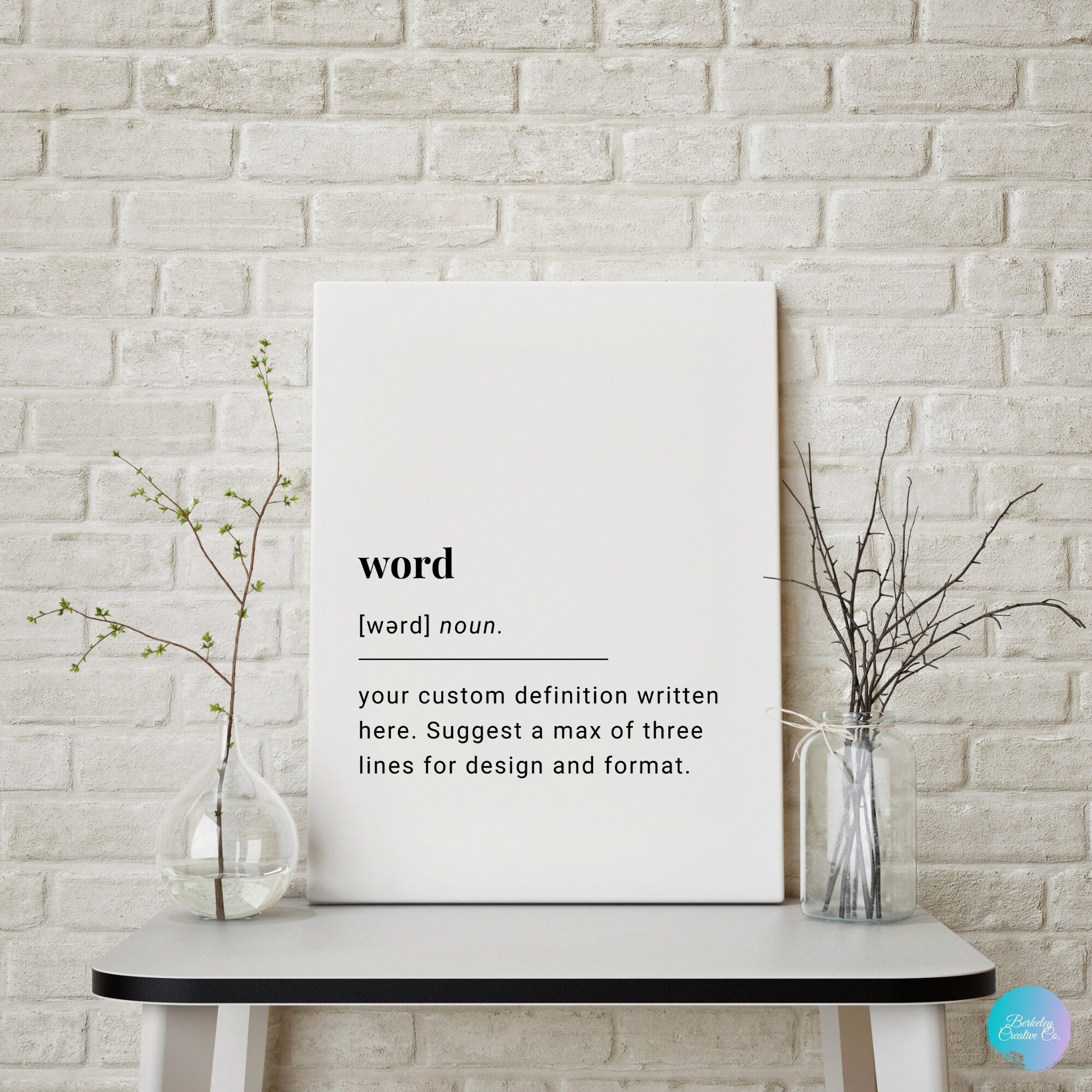 Custom Word Definition Poster, Black and White Print, Word Definition ...