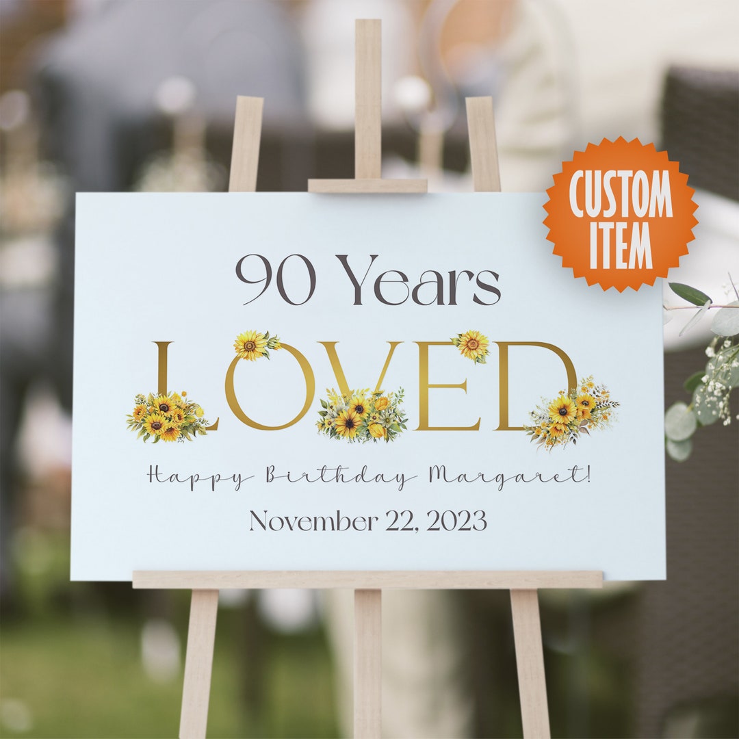 90th Birthday Decorations 90 Years Loved 90th Birthday Welcome Sign ...