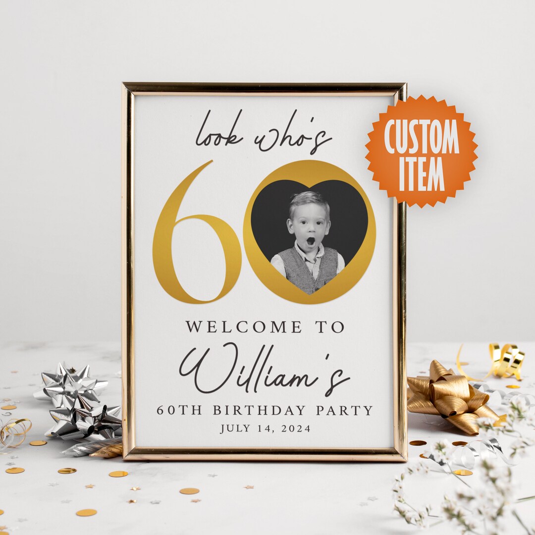 60th Birthday Decorations | Personalized 60th Birthday Welcome Sign ...