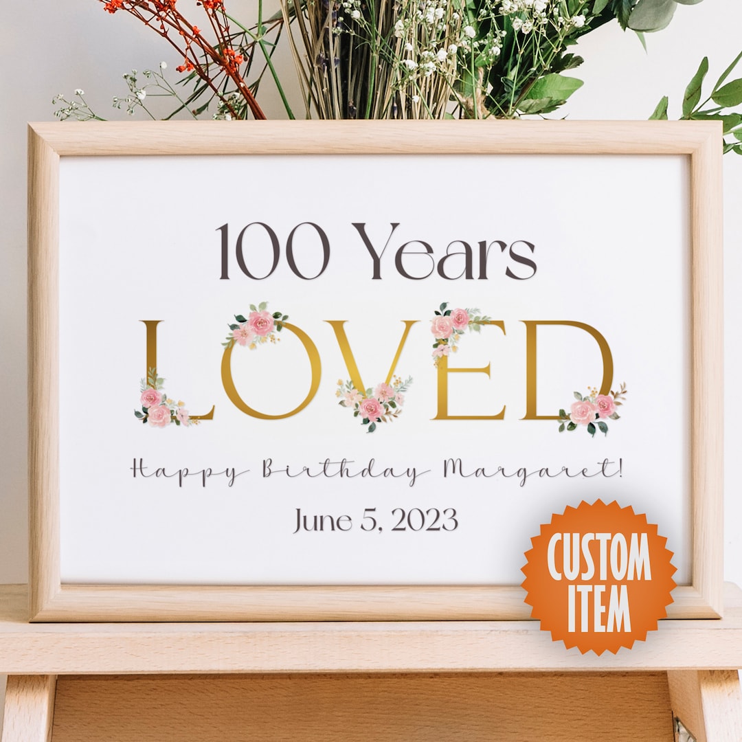 100th Birthday Decorations for Women - 100 Years Loved | 100th Birthday ...