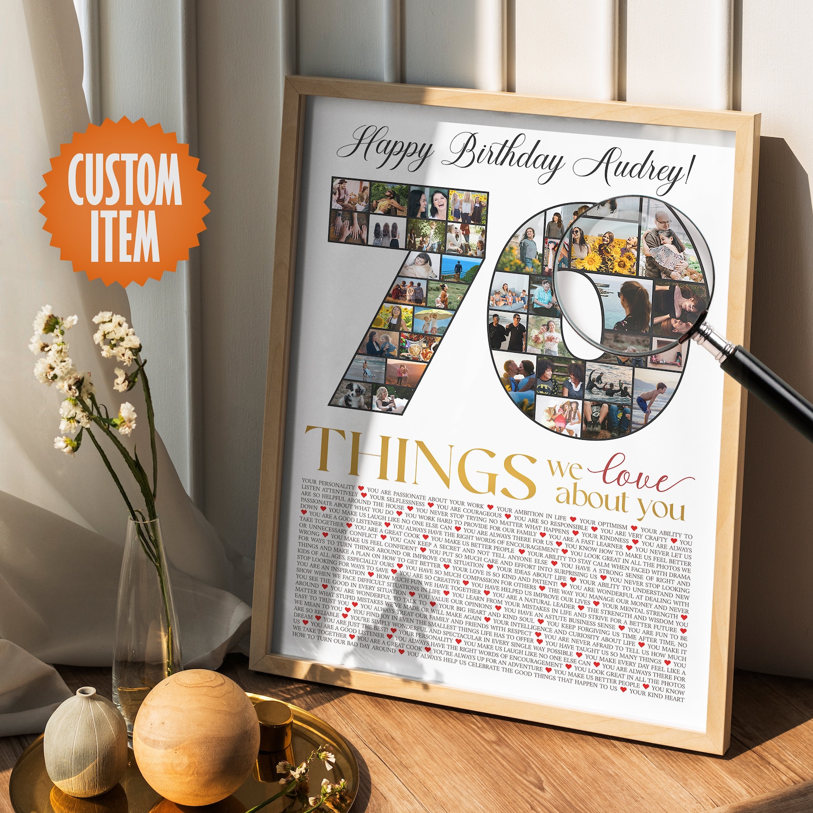 70th Birthday Decorations for Her | 70 Things We Love About You - 70th ...