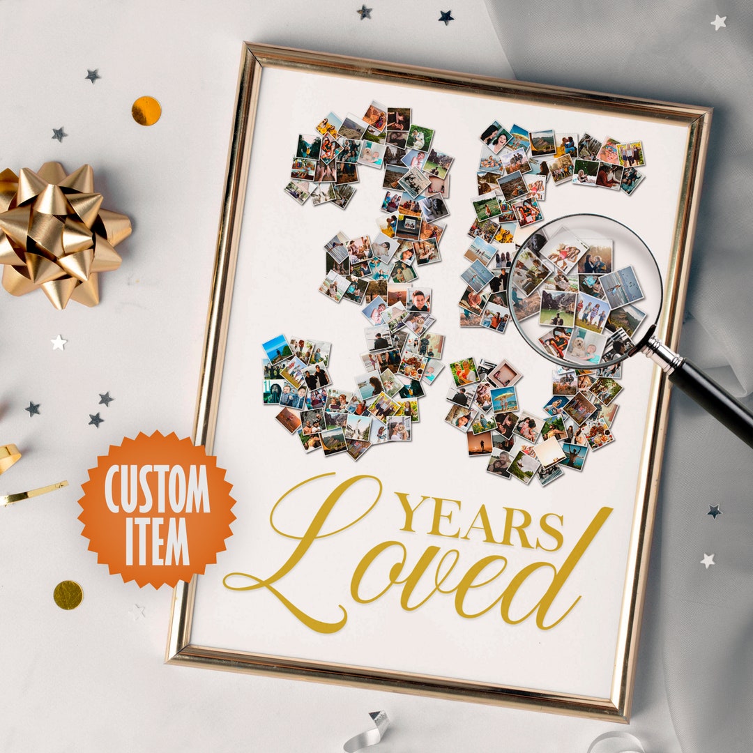 35th Birthday Decoration | 35th Birthday Photo Collage Sign | 35 Years ...