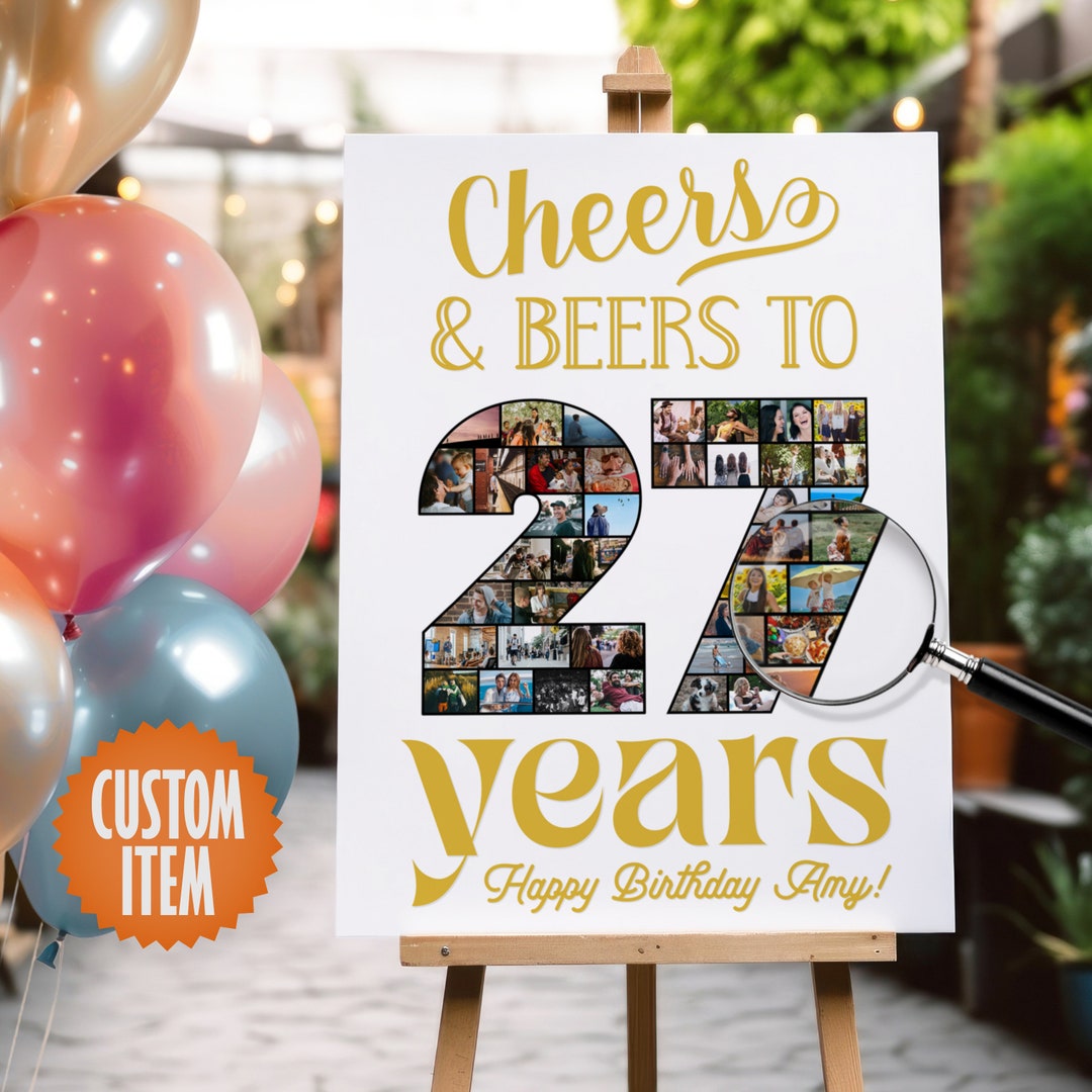 Cheers and Beers to 27 Years | 27th Birthday Decorations | Personalized ...