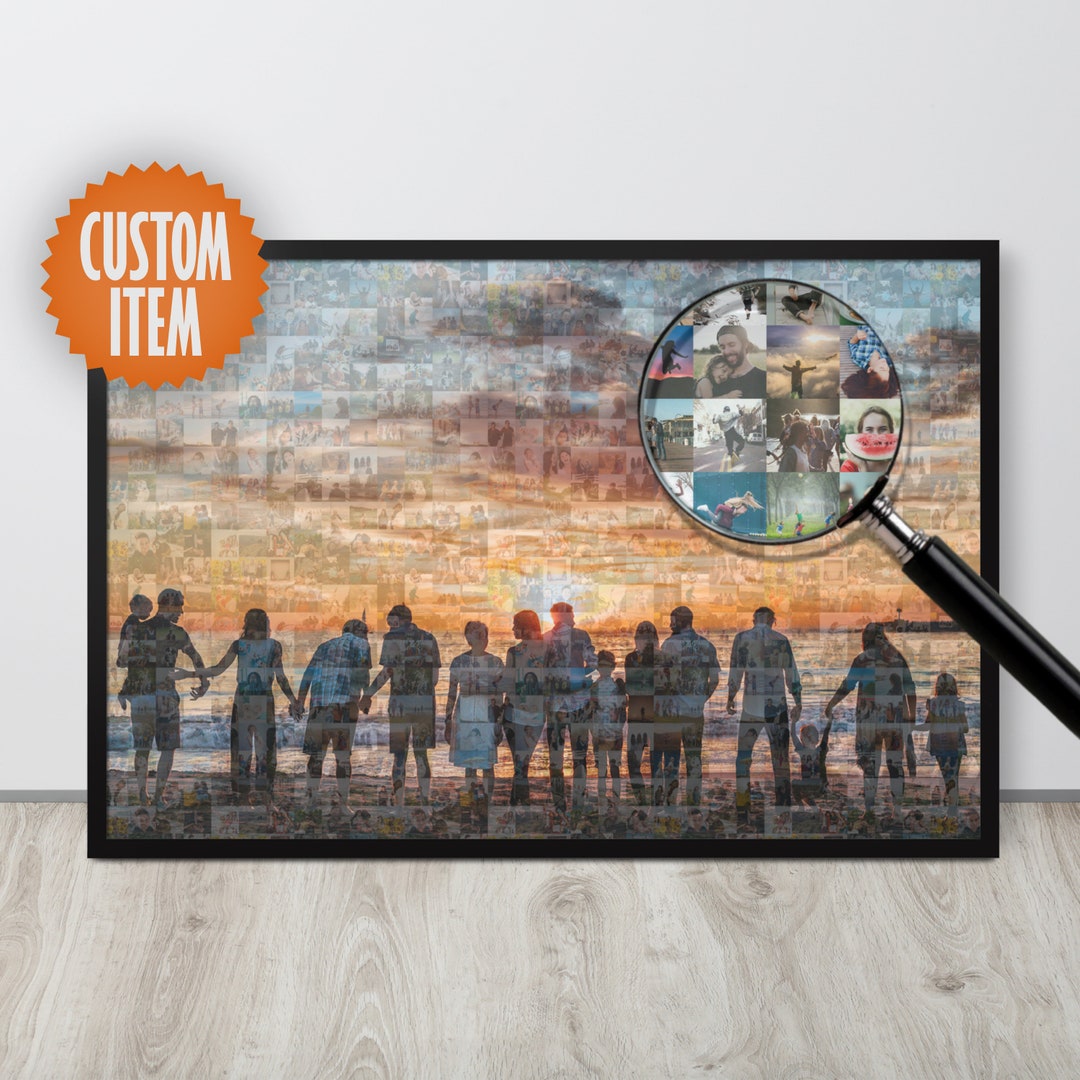 Custom Photo Mosaic Collage | Framed Picture Collage | Personalized ...