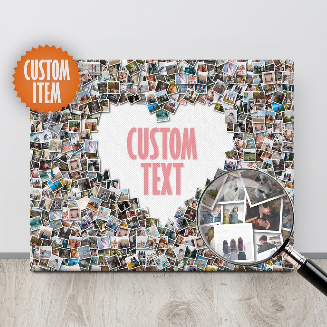 Heart Photo Collage Canvas Heart Collage Heart Shaped - Etsy