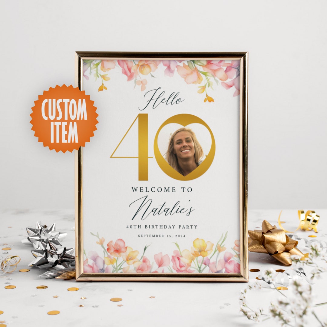 40th Birthday Welcome Sign | 40th Birthday Decorations | Hello 40 ...