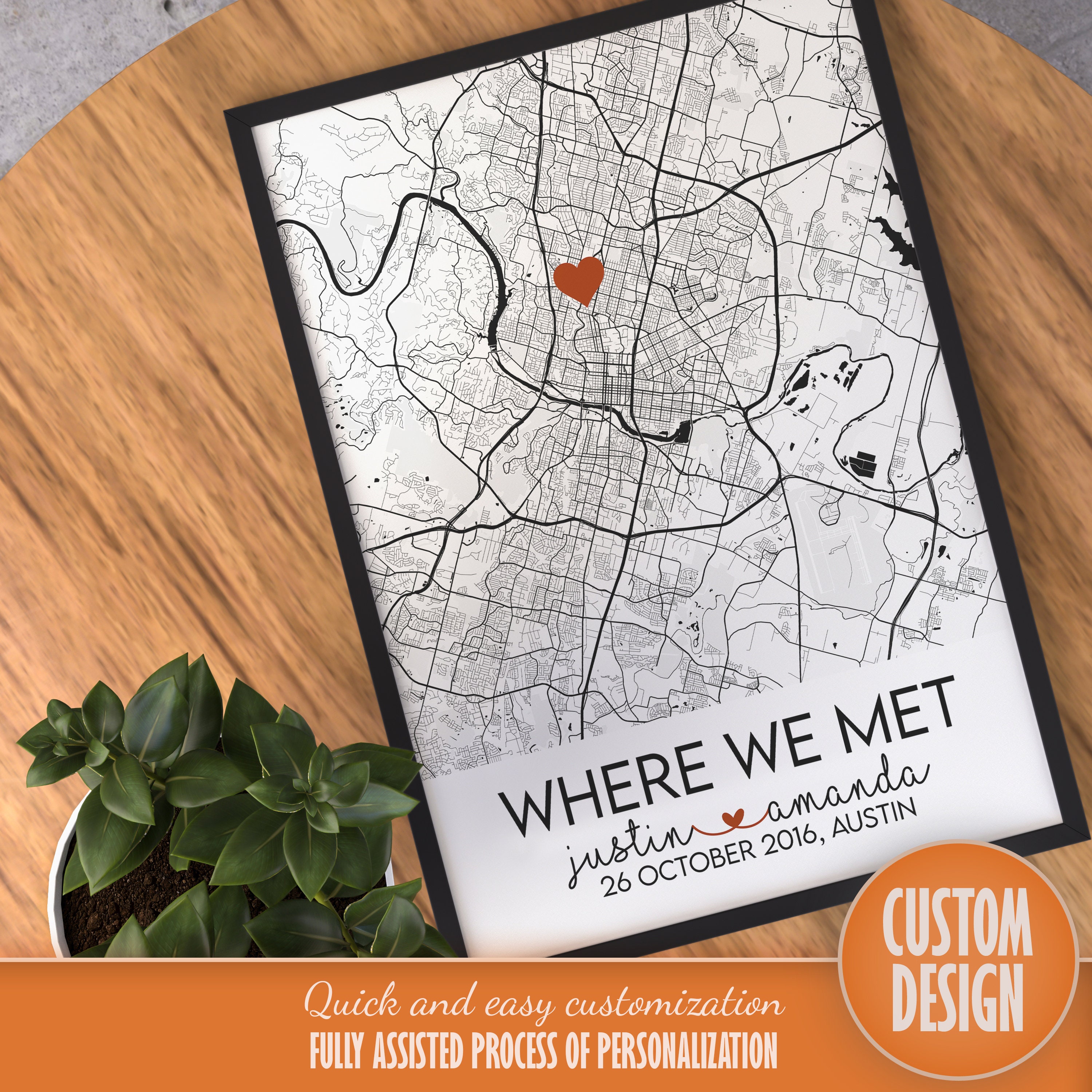 Where We Met Map Our First Date Map Print Custom Map - Etsy