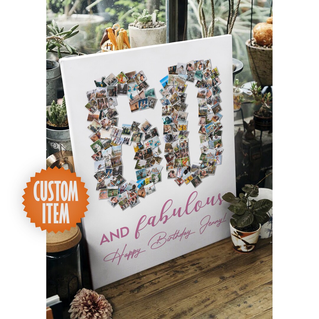 60th Birthday Decorations for Women | 60th Birthday Photo Collage Sign ...