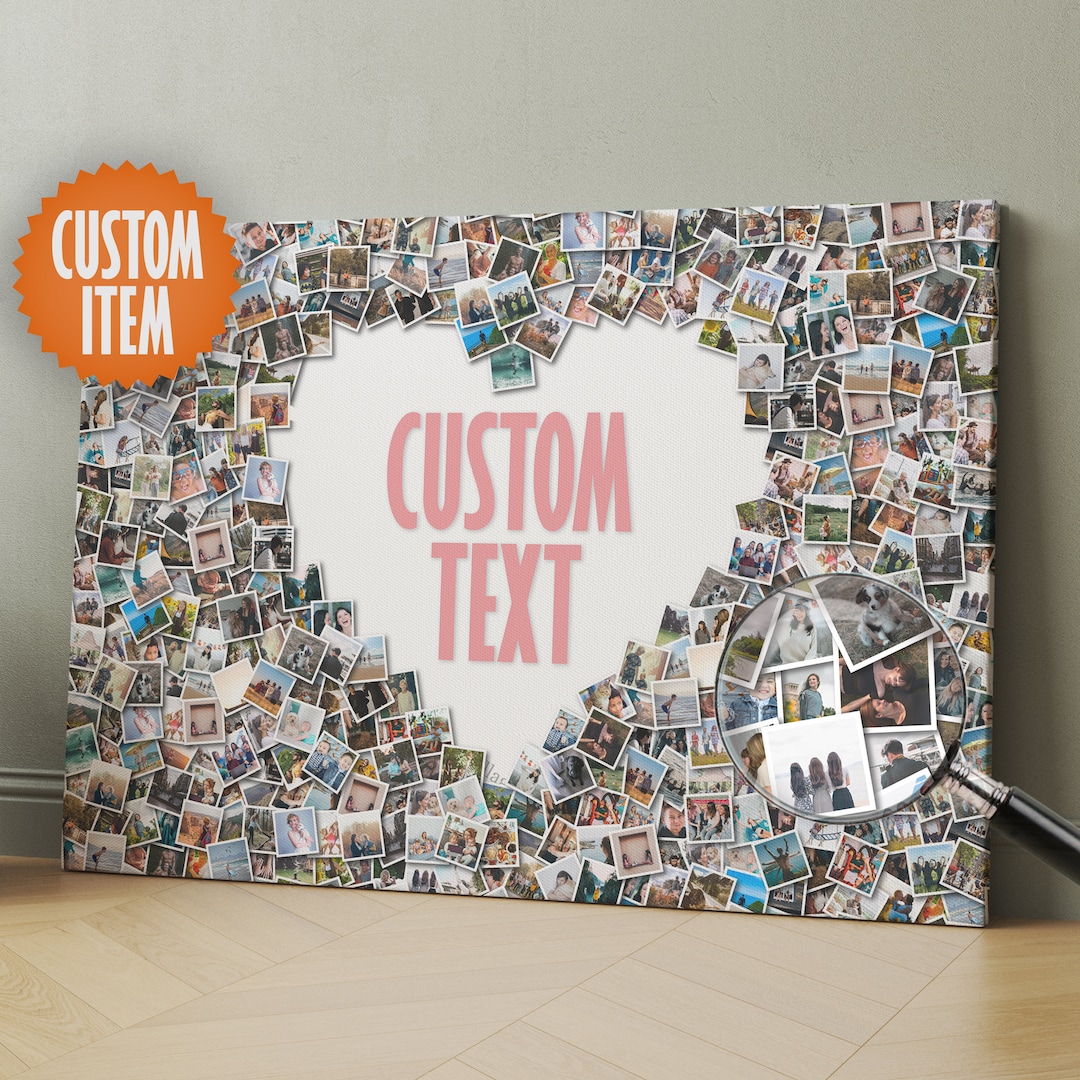 Heart Photo Collage Canvas | Heart Collage | Heart Shaped Picture ...