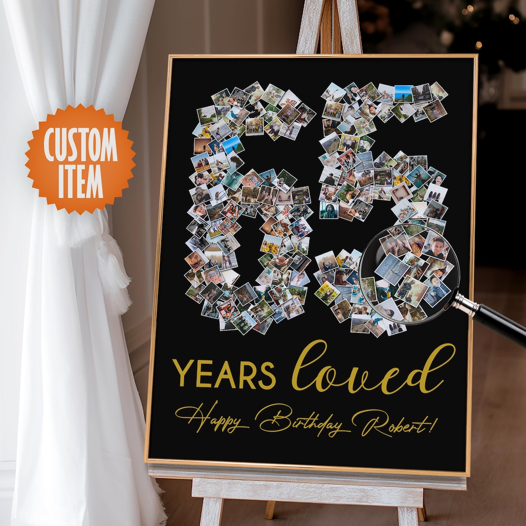 65th Birthday Decorations 65 Years Loved Picture Collage 65th Birthday ...