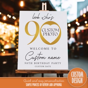90th Birthday Decorations | Personalized 90th Birthday Welcome Sign ...