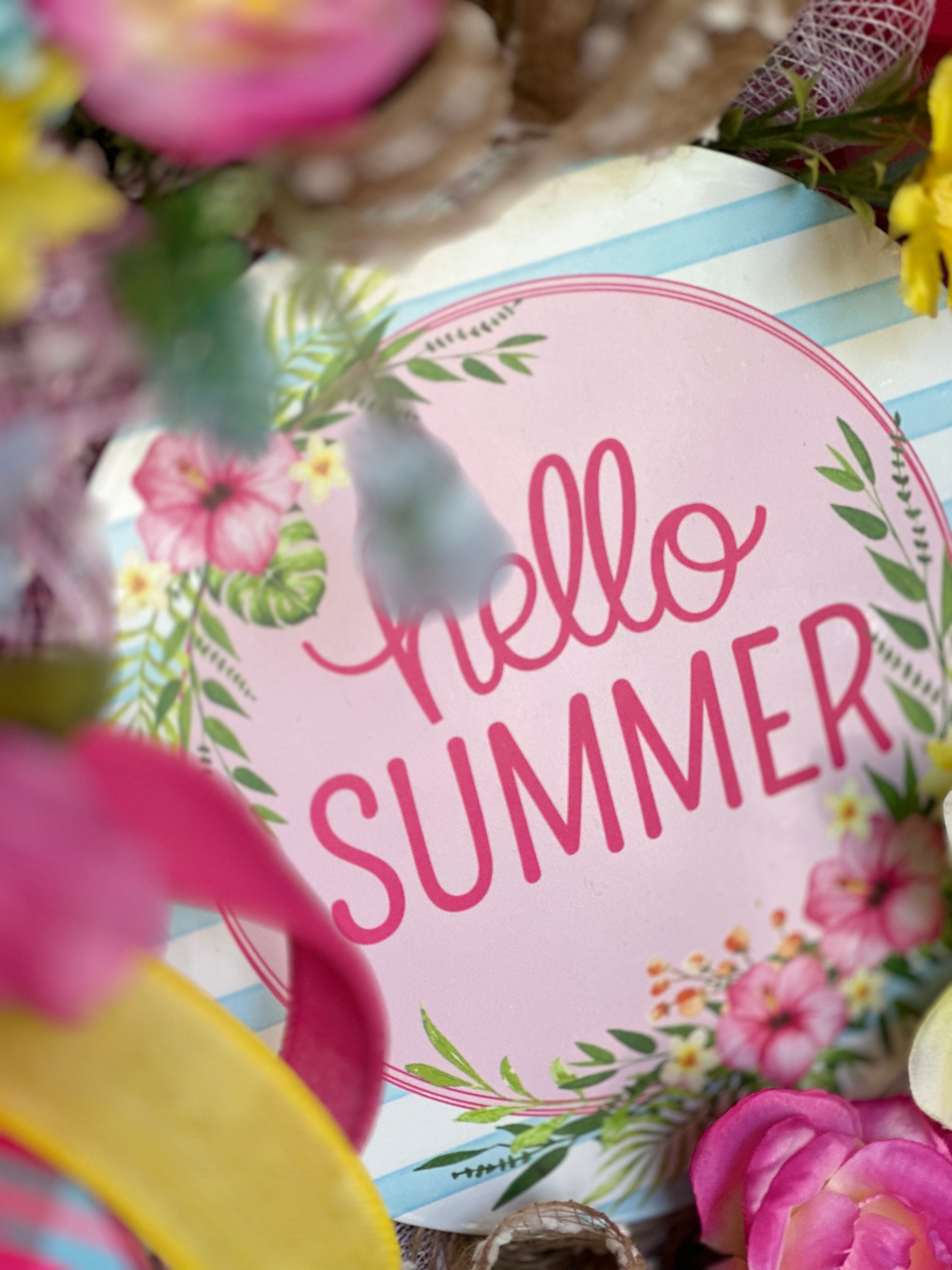Summer Wreath, Hello Summer Wreath, Door Decor, Deco Mesh Wreath, Front ...