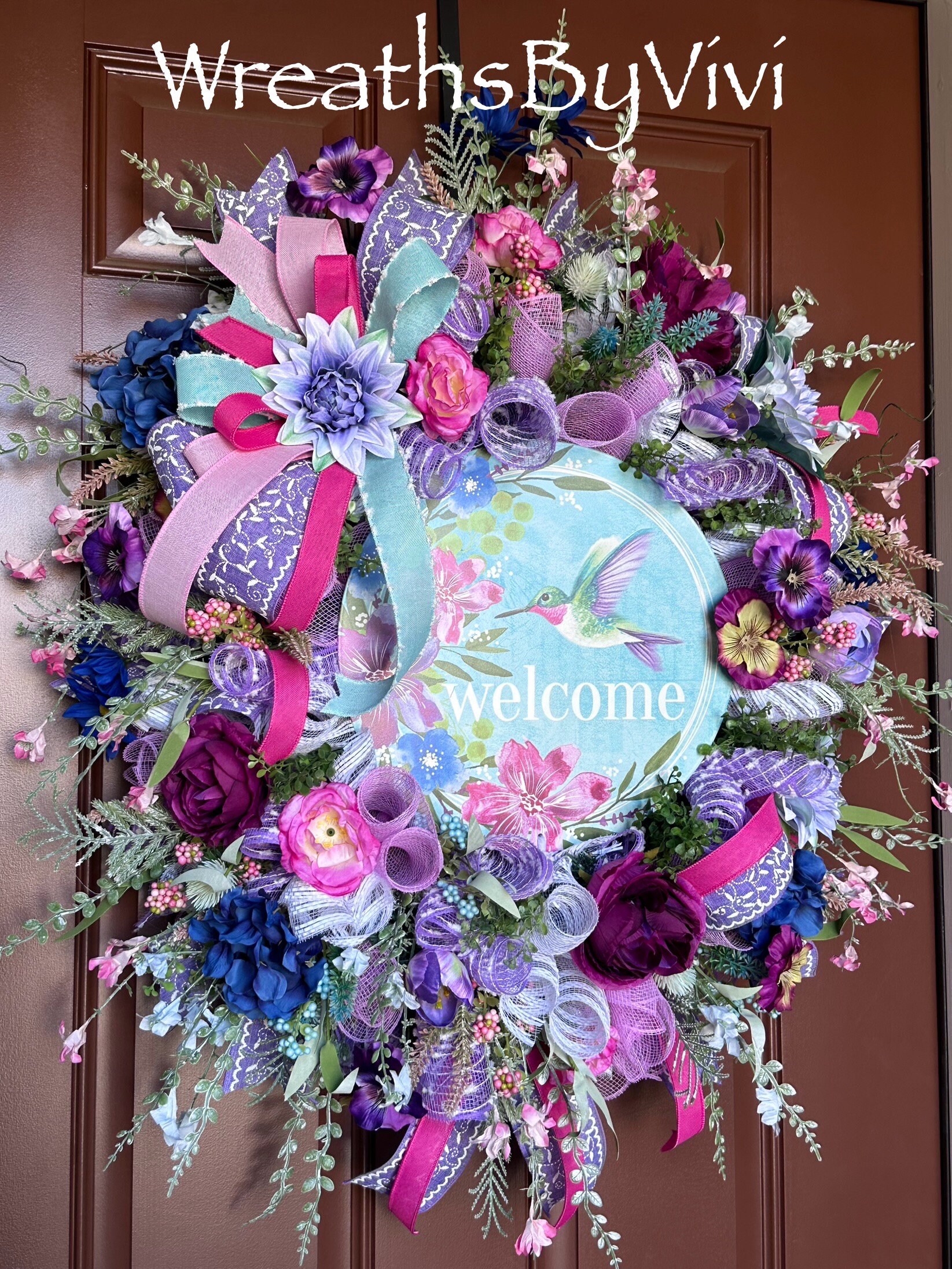 Hummingbird Wreath, Summer Wreath, Spring Wreath, Door Decor, Deco Mesh ...