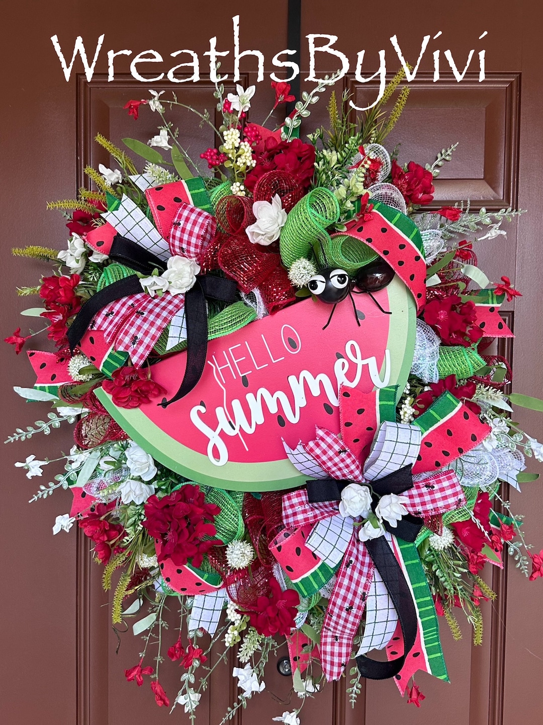 Summer Wreath, Watermelon Wreath, Hello Summer Wreath, Door Decor, Deco ...