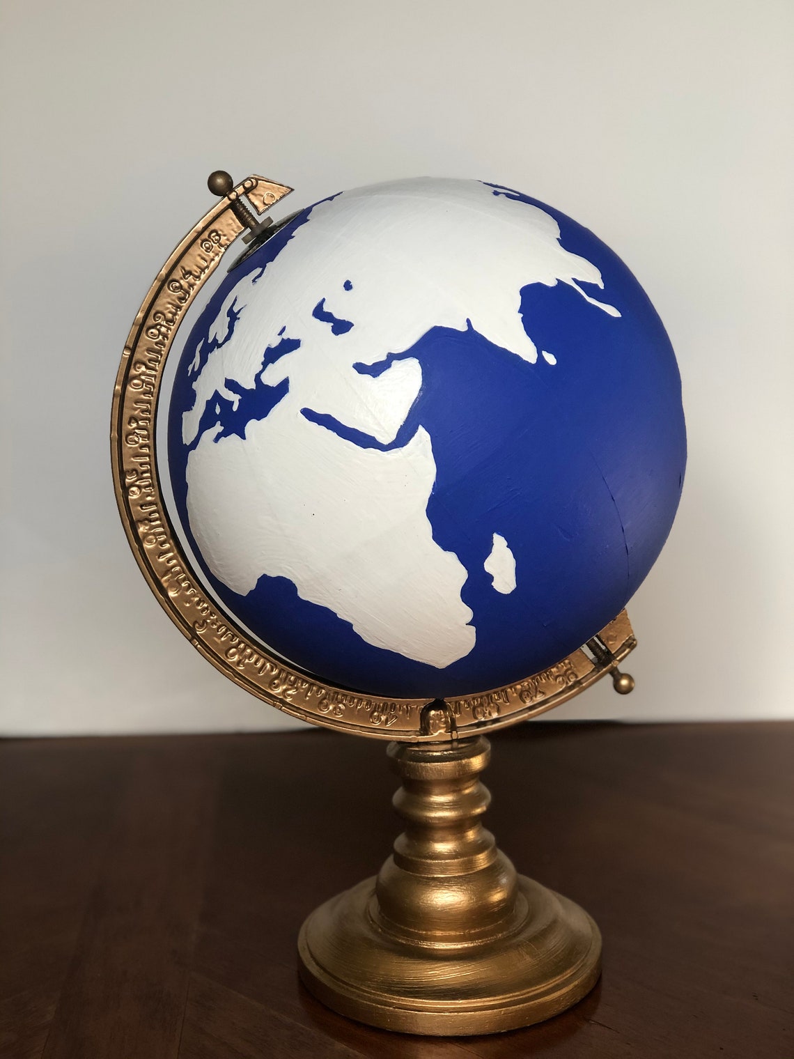Blue/ White Bronze Globe - Etsy