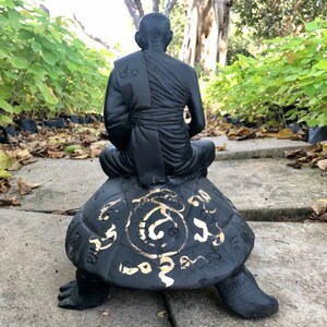 12.6 Large Golden Buddha Wealth Turtle Monk Statue - Etsy