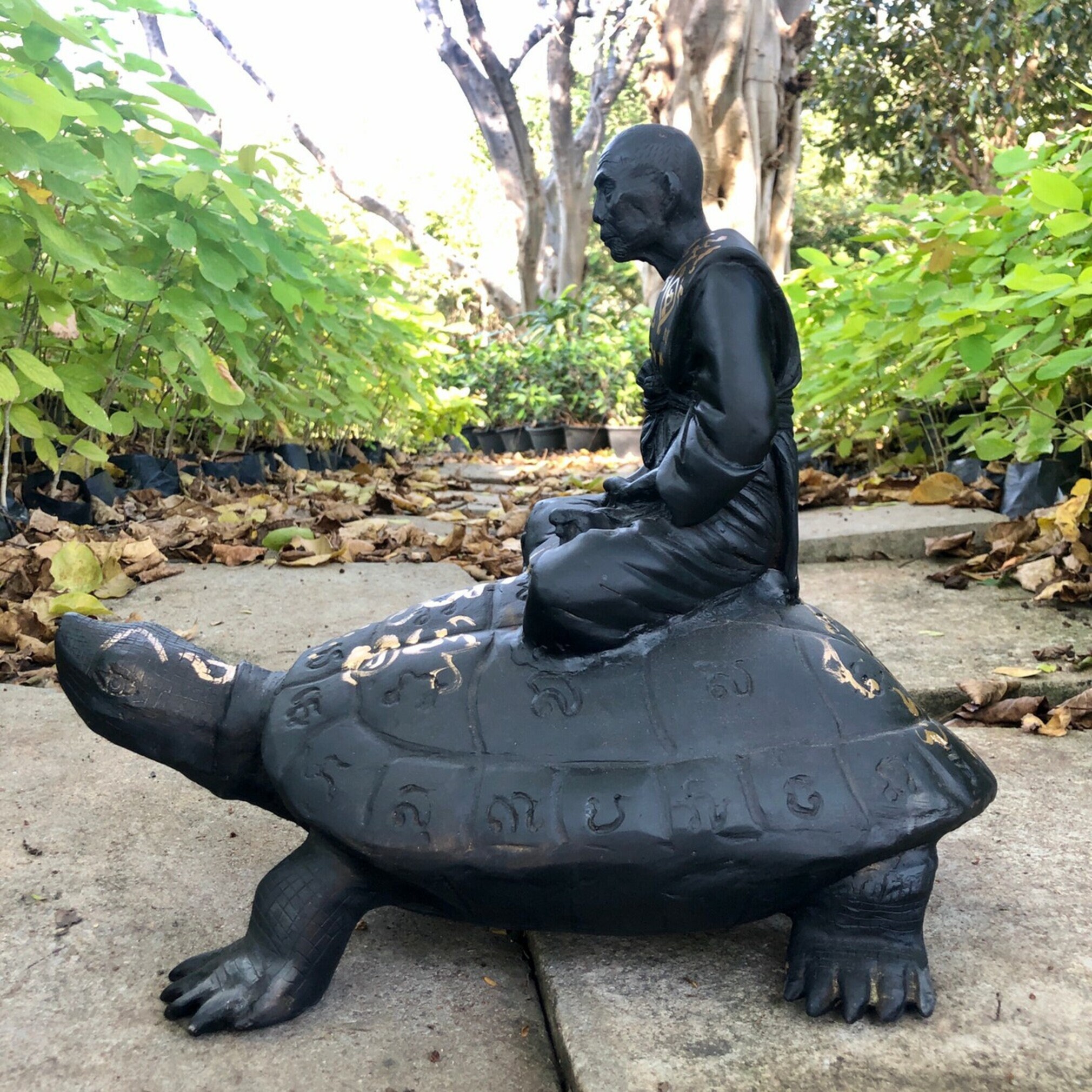 12.6 Large Golden Buddha Wealth Turtle Monk Statue - Etsy