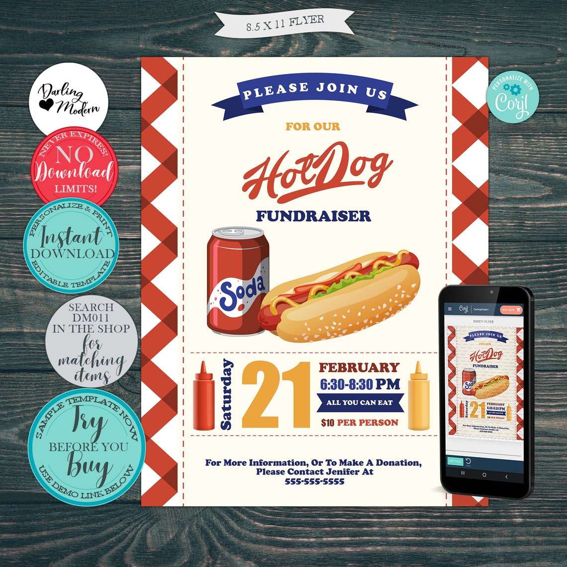 EDITABLE Hot Dog Fundraiser Flyer Printable PTA PTO School - Etsy
