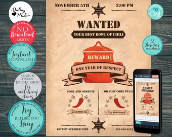 Chili Party Invitation - Etsy