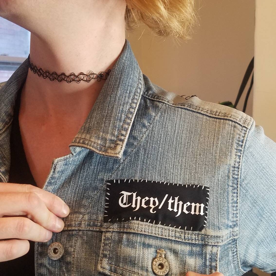Sew-on Pronoun Patches They/them He/him She/her | Etsy