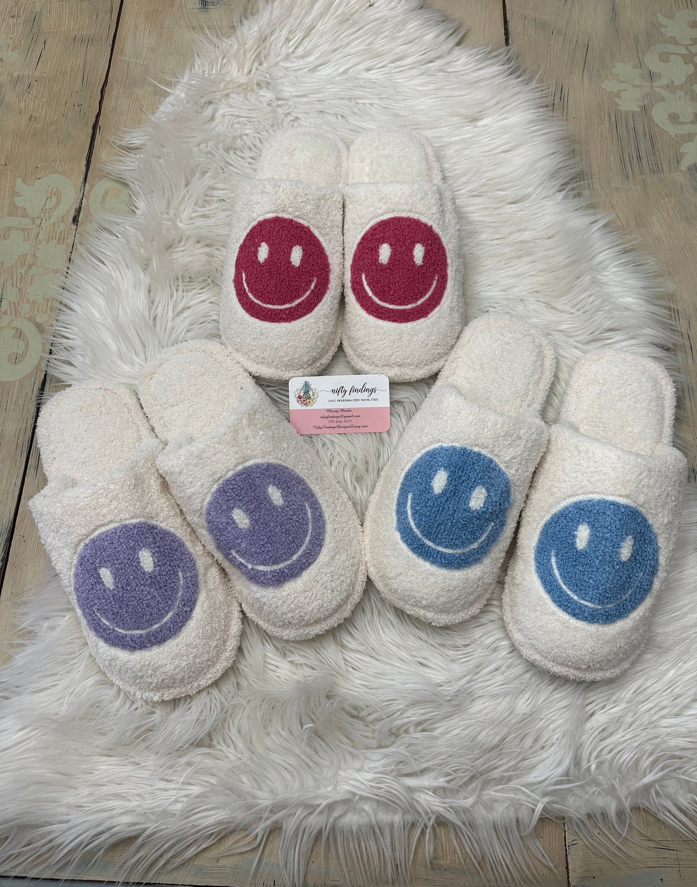 Smiley Face Happy Slippers Luxury Plush Smiley Face Slippers Hot Pink ...