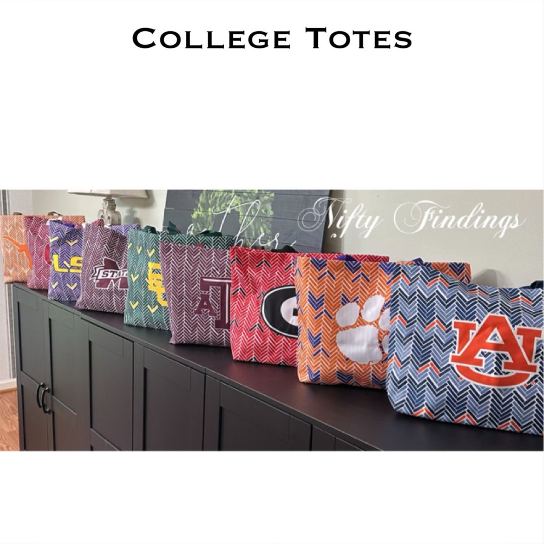 College Tote Bag Game Day Bag College Book Bag Carry All College Purse ...