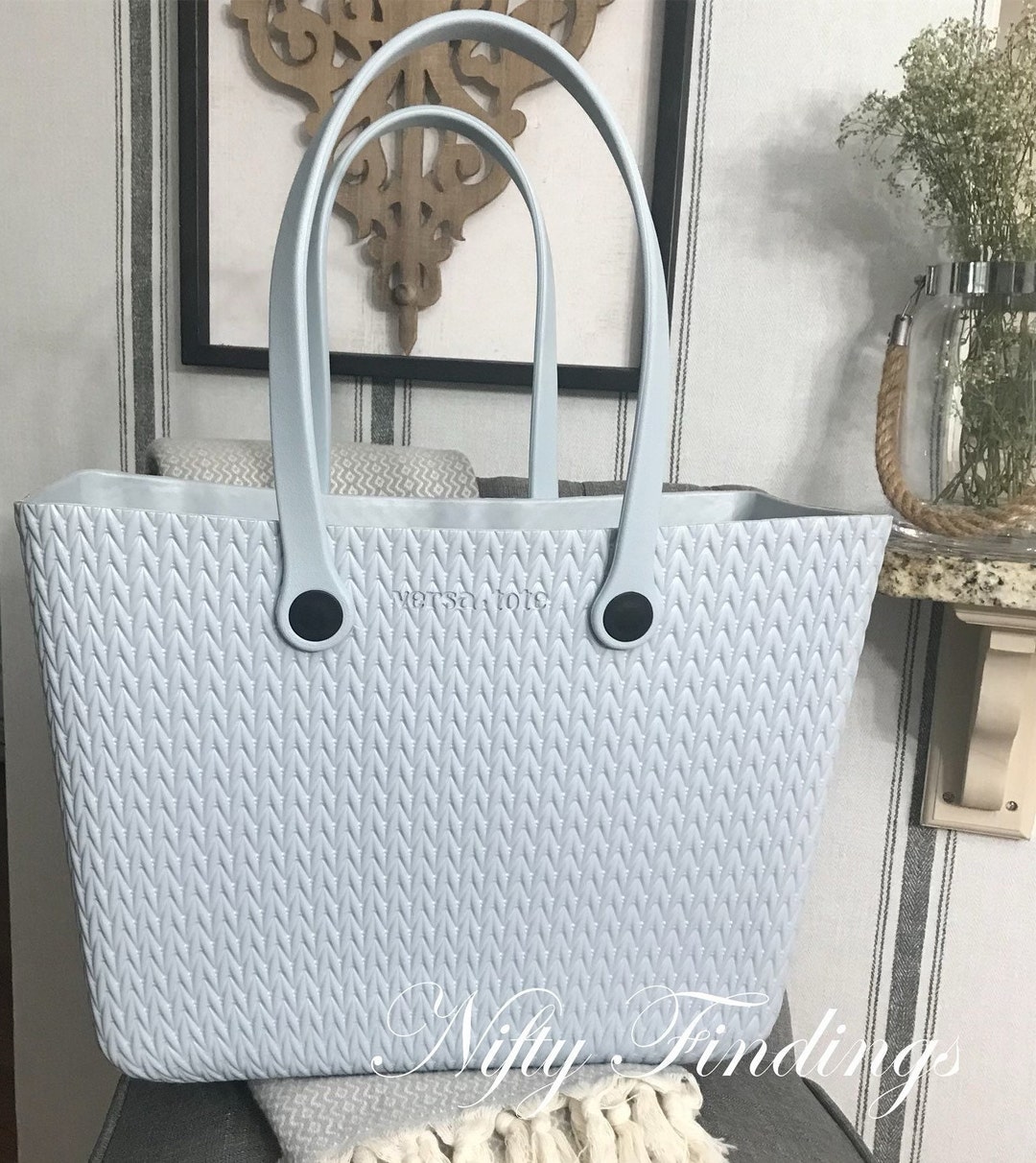 Versa Bag Carrie Powder Blue Textured With Changeable Straps Oversized ...