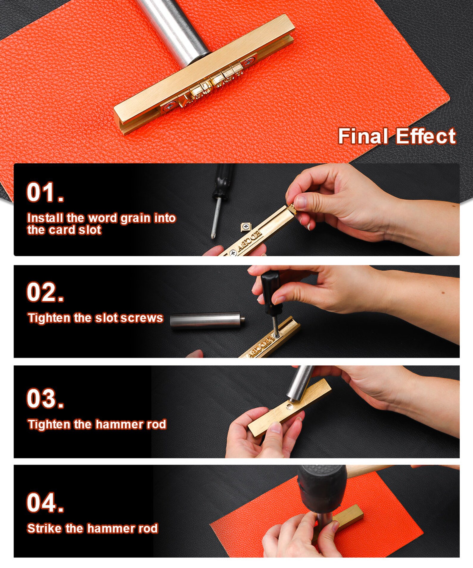 Brass Holder Wood Stamp Letters Set Tool, Heat Emboss With Letter ...
