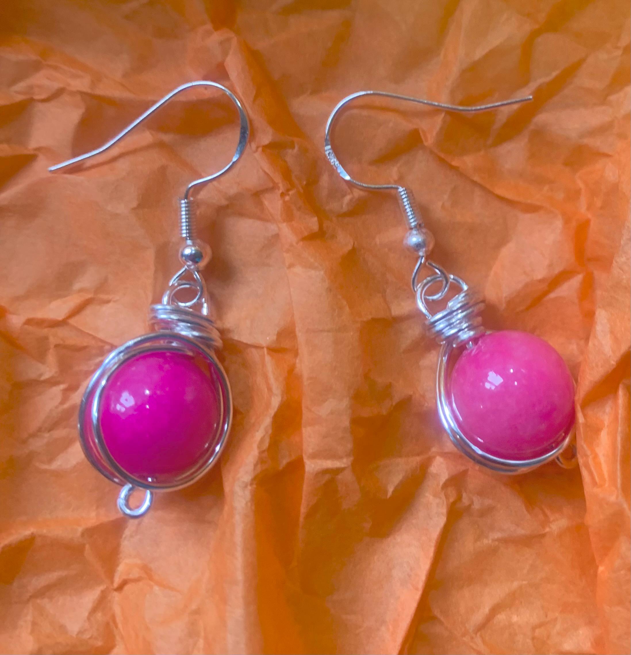 Pink agate earrings Etsy