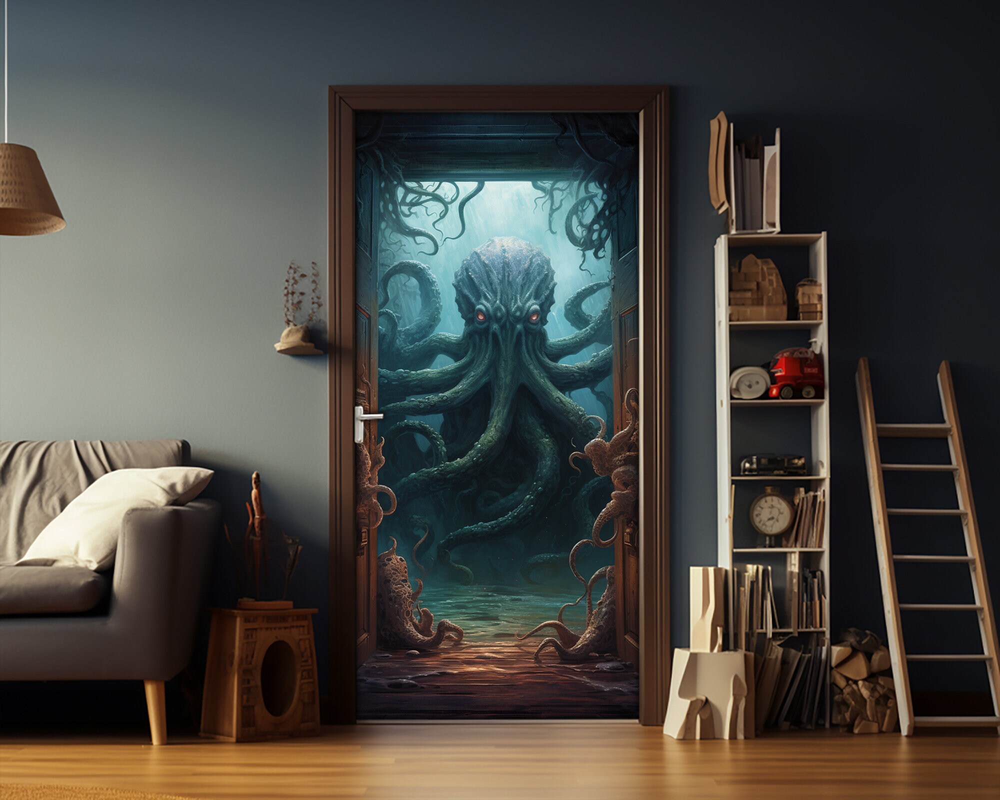 Angry Realistic Octopus 3d Door Decal Nautical Style Door - Etsy