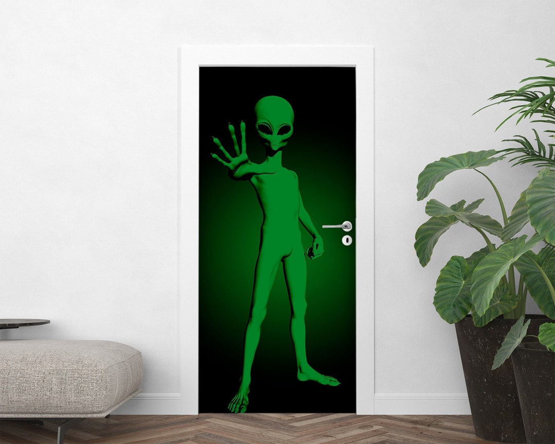 3D Door Decal Green Alien Door Decal Self Adhesive Sticker - Etsy