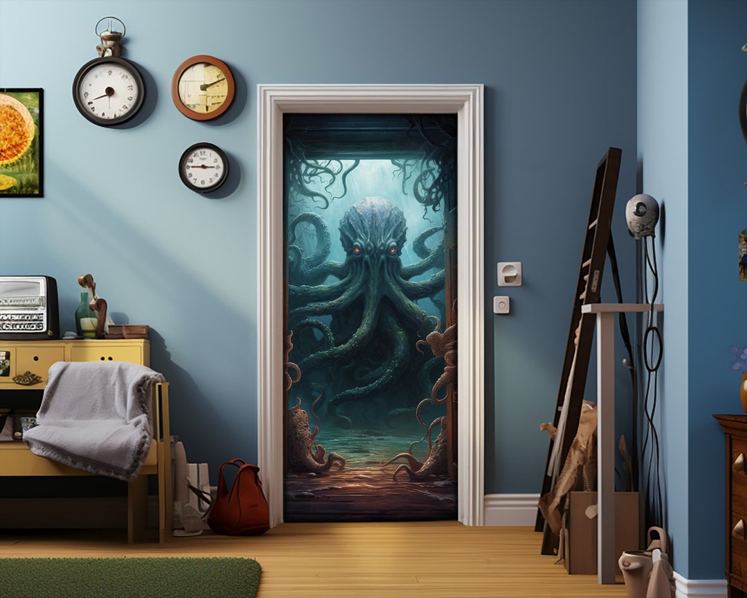 Angry Realistic Octopus 3d Door Decal Nautical Style Door - Etsy