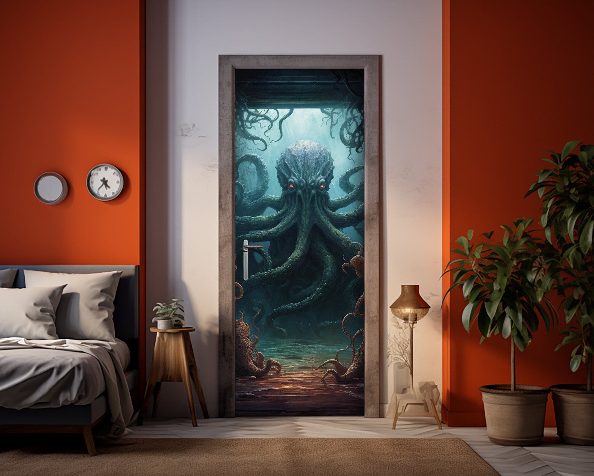 Angry Realistic Octopus 3d Door Decal Nautical Style Door - Etsy