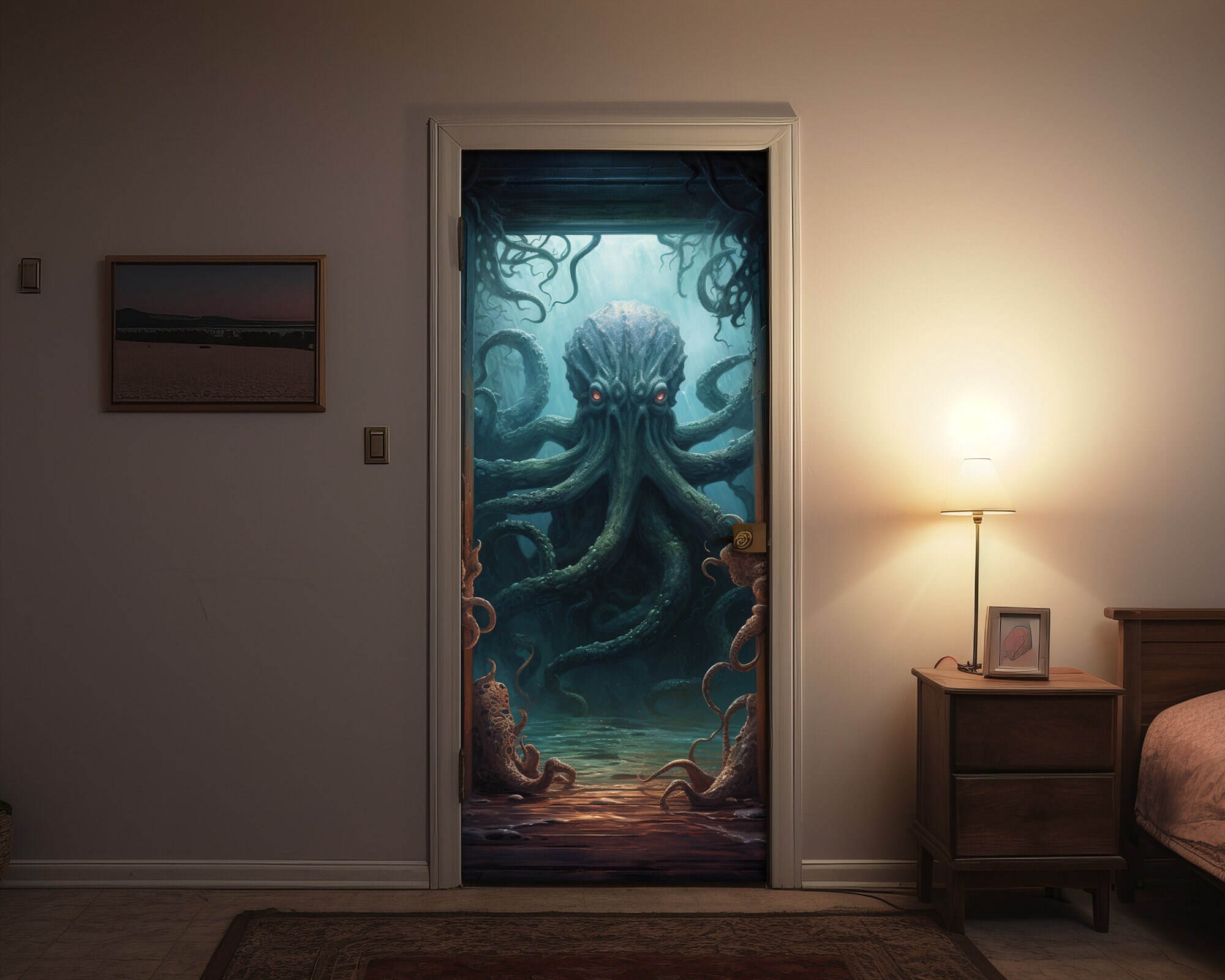 Angry Realistic Octopus 3d Door Decal Nautical Style Door - Etsy