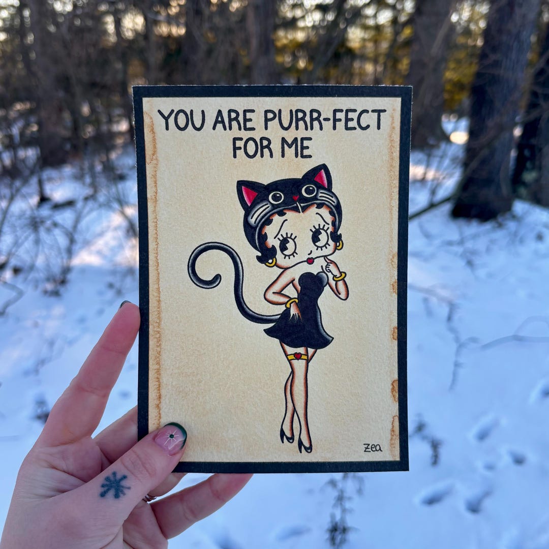 Purr-fect Tattoo Flash Print - Etsy