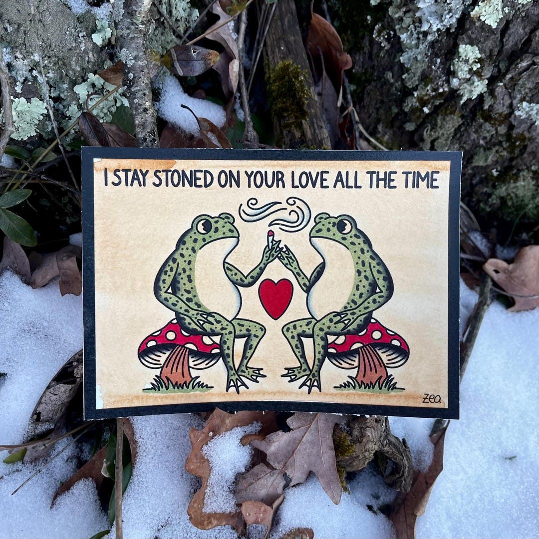 Stoned Frogs Tattoo Flash Print - Etsy