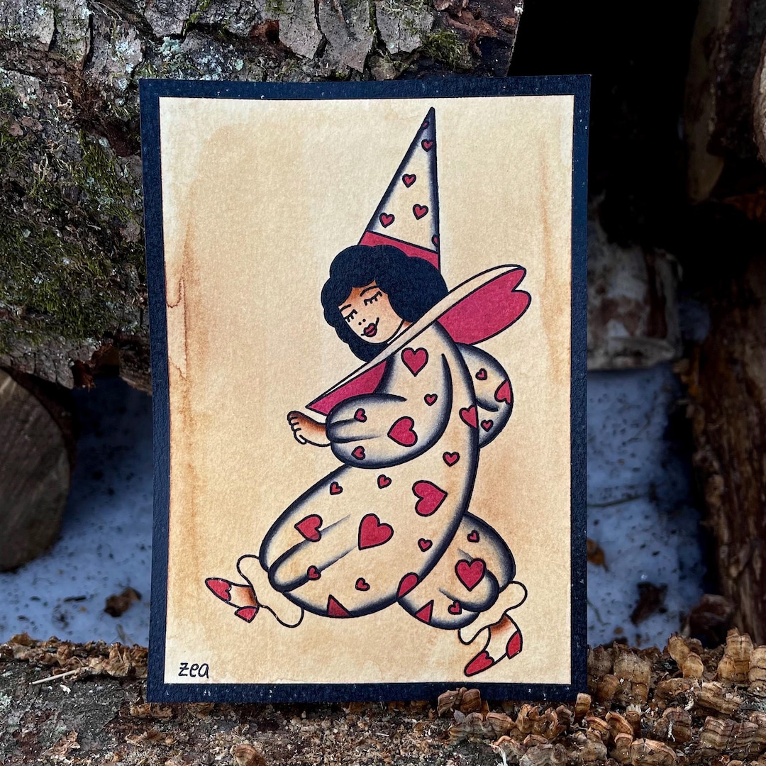 Clown Girl Tattoo Flash Print - Etsy