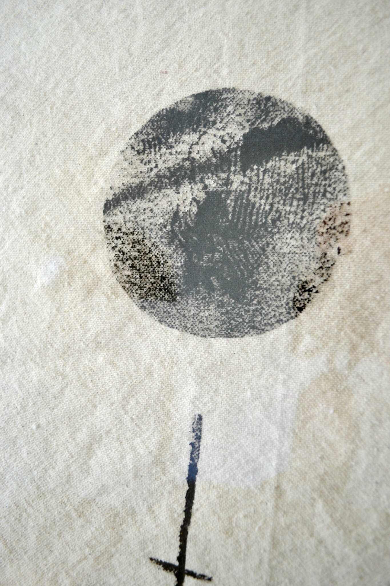 BALL AND CHAIN Block Print Textile Art in Black Stamp Art on Neutral ...