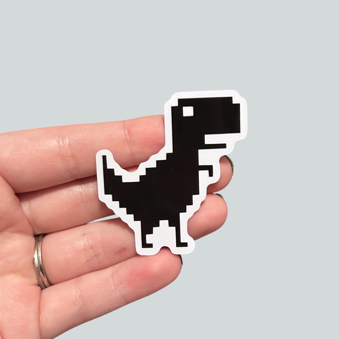 8-bit T-rex - Waterproof Vinyl Sticker - Funny Error No Internet ...