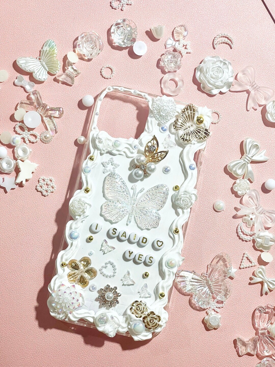 White and Gold Bride Phone Case With Name Bride iPhone Case - Etsy
