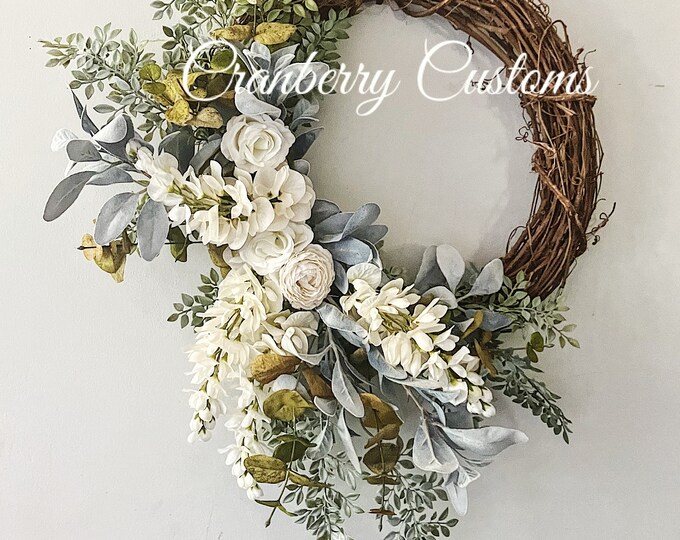 Farmhouse Fall Wreath. Front Door Wreaths. Wreaths. Farmhouse Wreath ...
