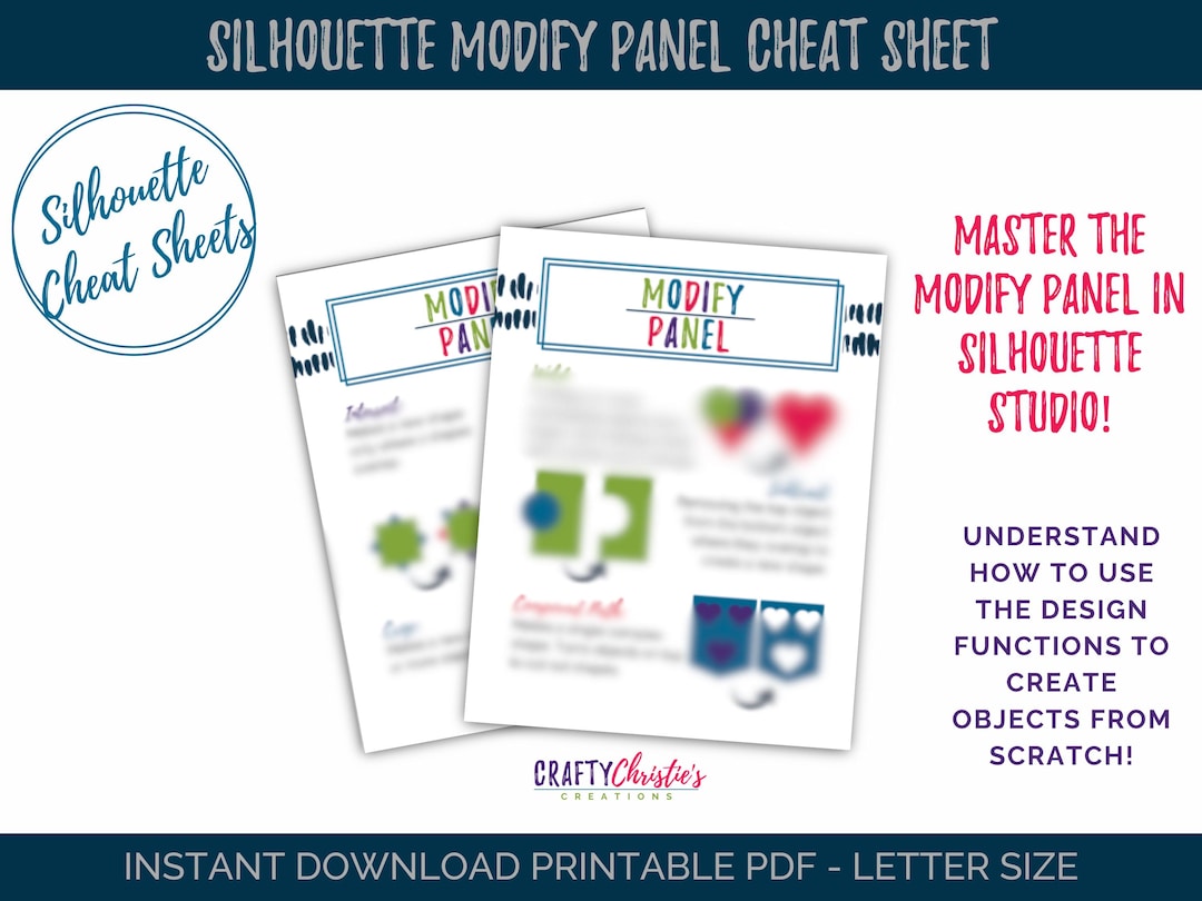 Modify Panel Cheat Sheet for Silhouette Studio PDF Guide for Beginner ...